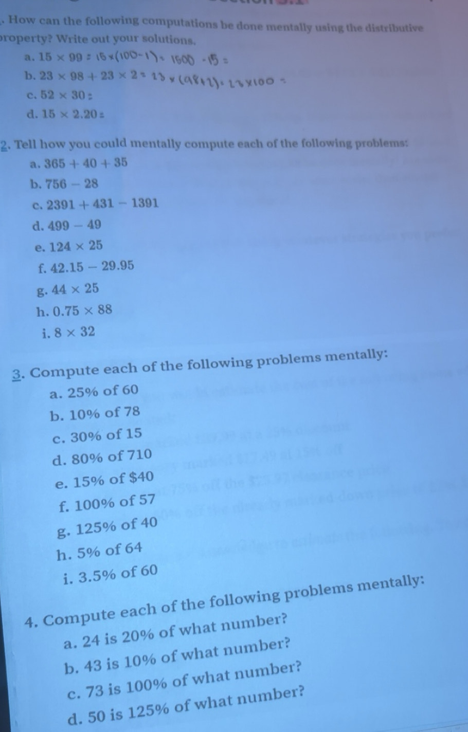 Solved: How can the following computations be done mentally using the ...