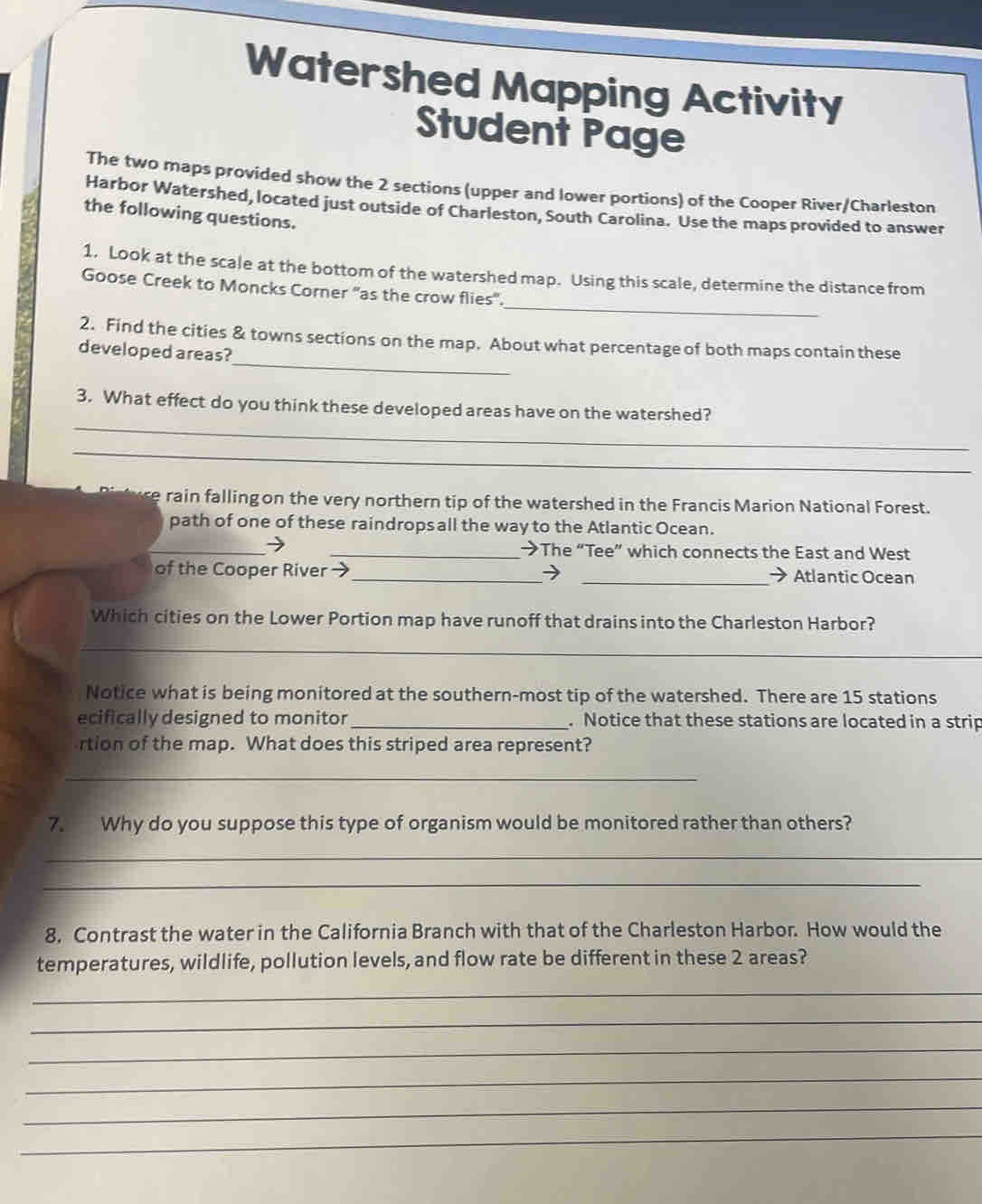 Solved: Watershed Mapping Activity Student Page The two maps provided ...