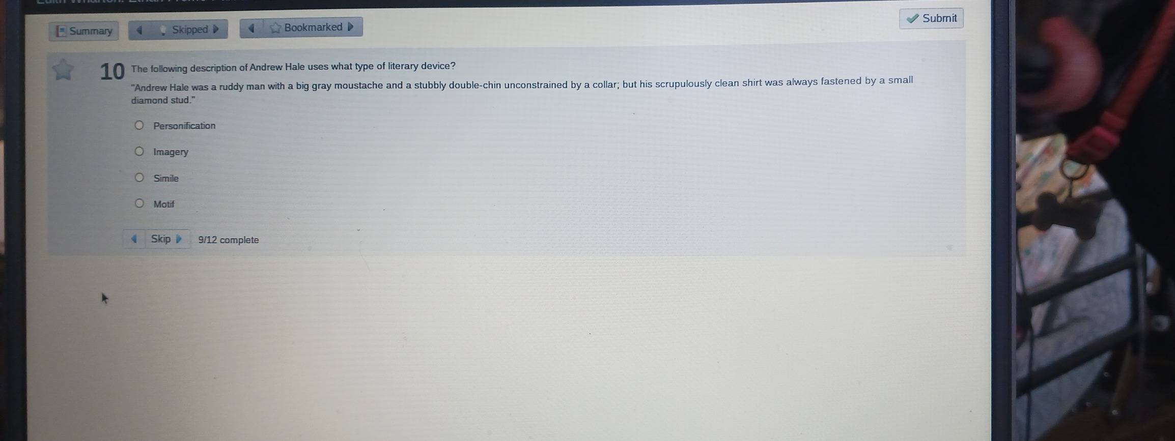 Solved: Submit * Summary Skipped Bookmarked 10 The following ...