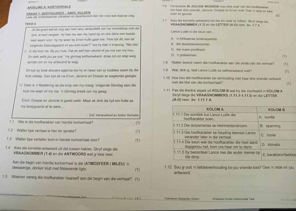 Solved: GRAAD 11 VE26 AFDELING A: KORTVERHALE 1.6 Verduidelik IN JOU ...