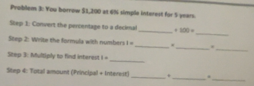 Solved: Problem 3: You borrow $1,200 at 6% simple interest for 5 years ...