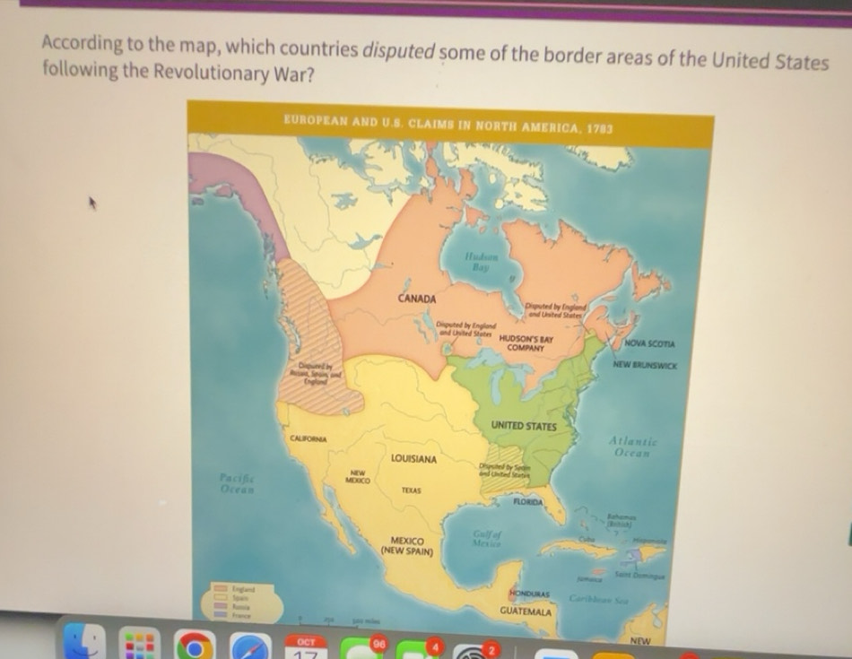 Solved: According to the map, which countries disputed some of the ...