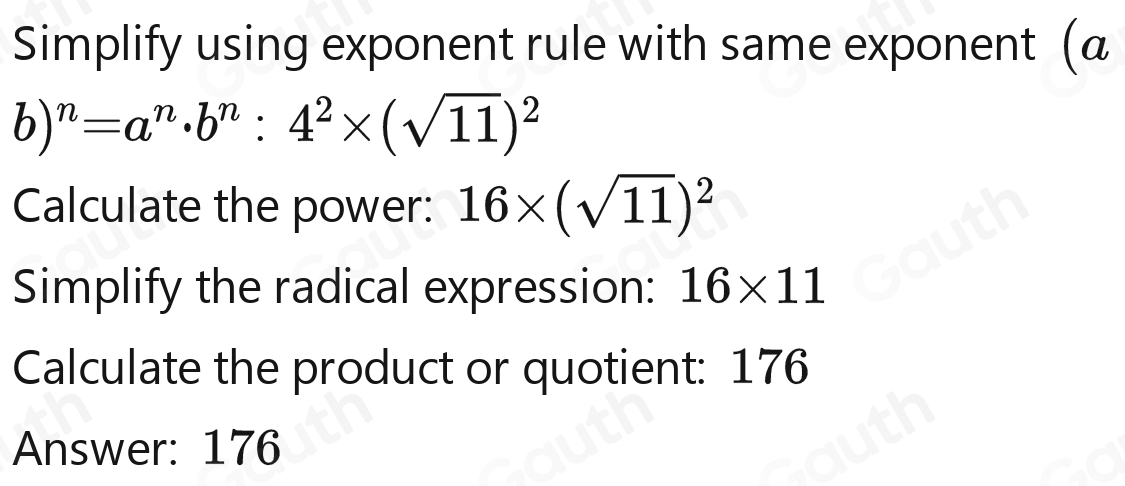 Solved: Simplify (4sqrt(11))^2 [Math]