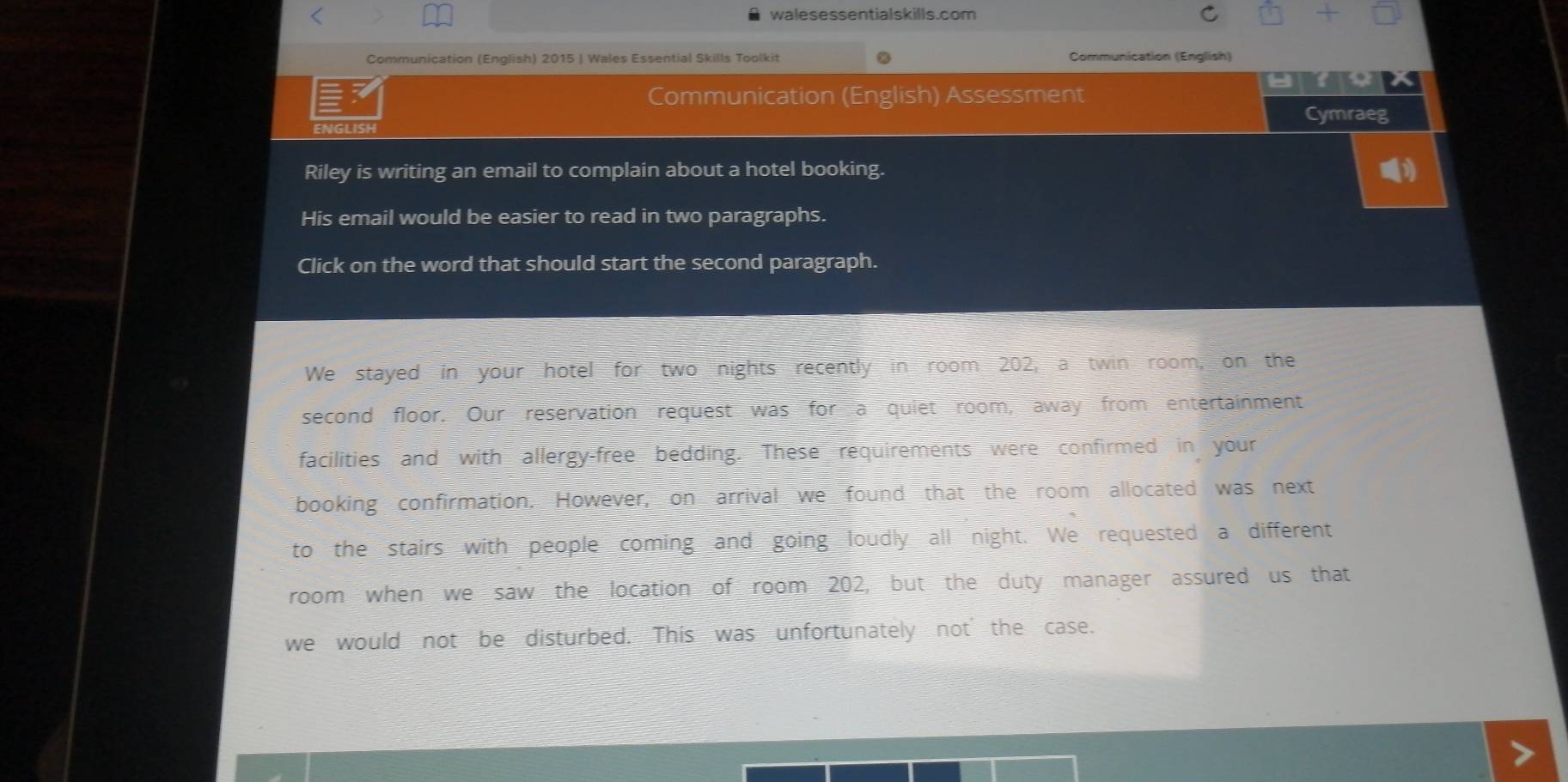 Solved: walesessentialskills.com C + Communication (English) 2015 ...