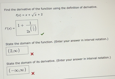 Solved: Find the derivative of the function using the definition of ...