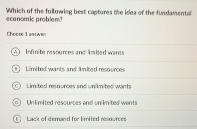 Solved: Which of the following best captures the idea of the ...