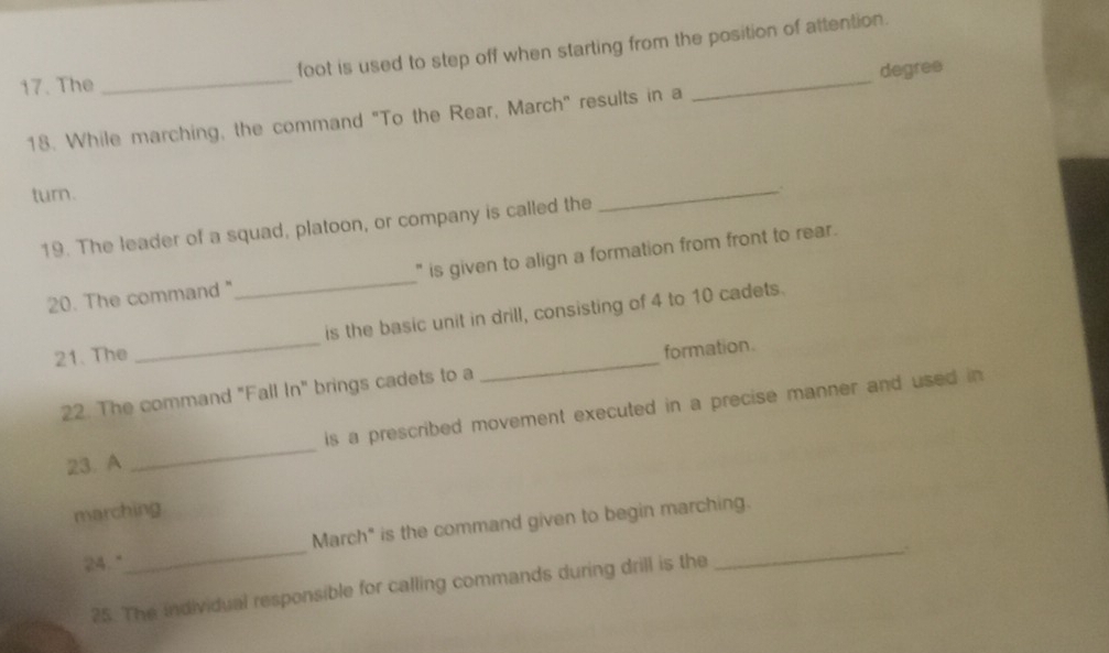 Résolu :The _foot is used to step off when starting from the position ...