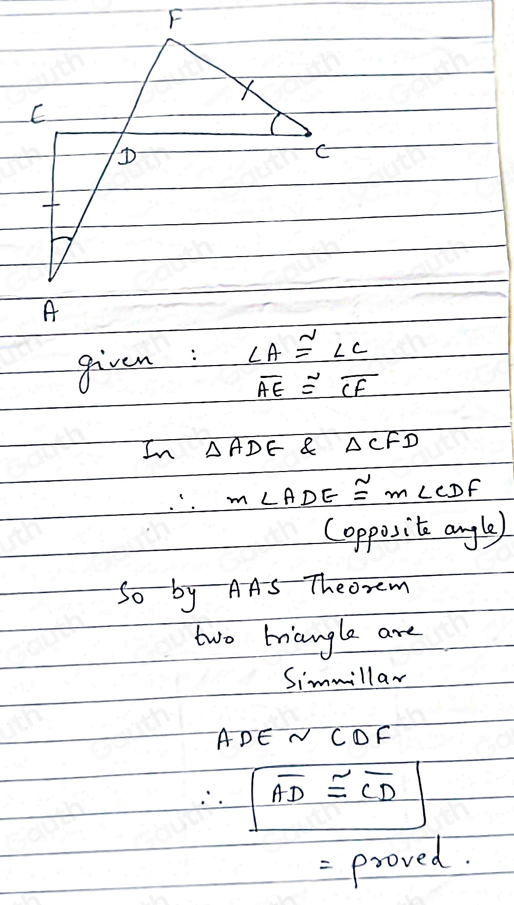 Solved: Prove: overline AD≌ overline CD. Note: quadrilateral properties are nor permitted in ...