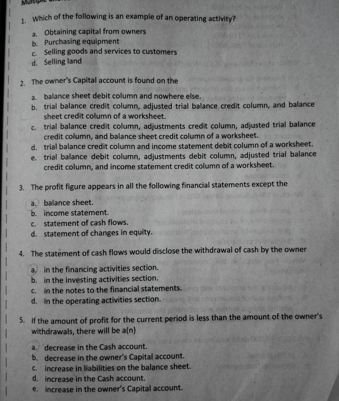 Solved: Multiple 1. Which of the following is an example of an ...