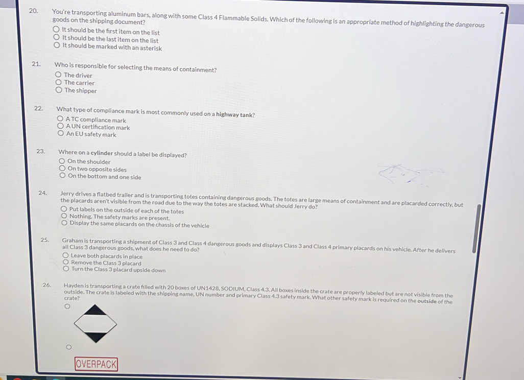 Solved: You're transporting aluminum bars, along with some Class 4 ...