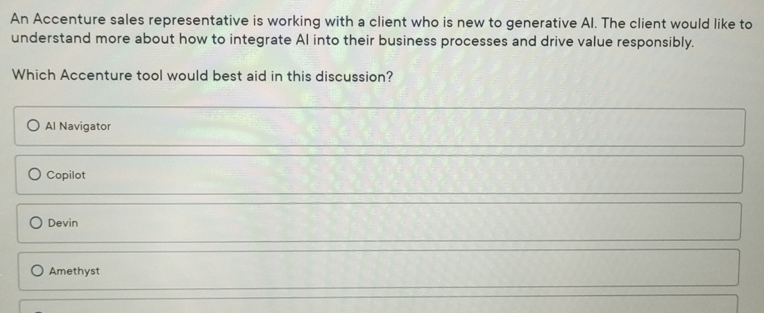 Solved: An Accenture sales representative is working with a client who ...