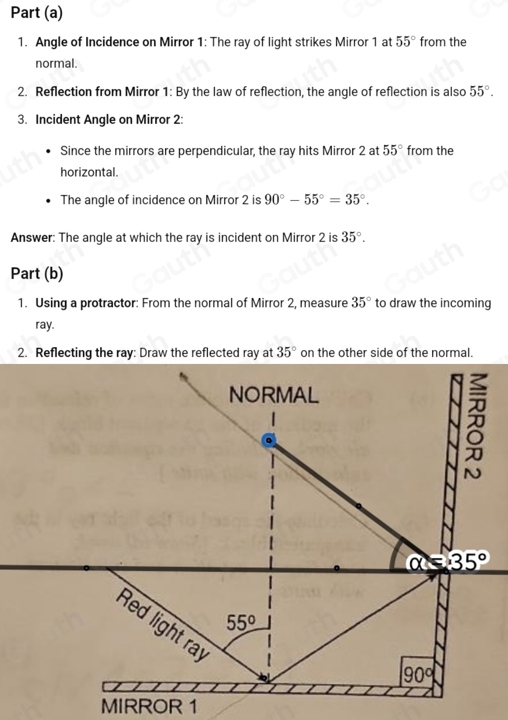 Solved: Two plane mirrors are positioned perpendicular to each other as ...