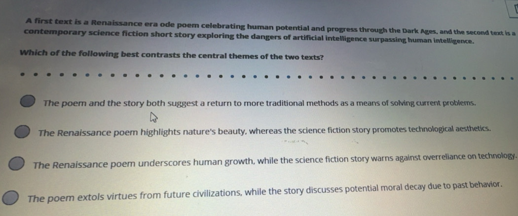 Solved: A first text is a Renaissance era ode poem celebrating human ...