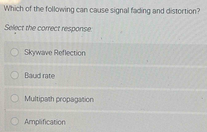 Solved: Which of the following can cause signal fading and distortion ...