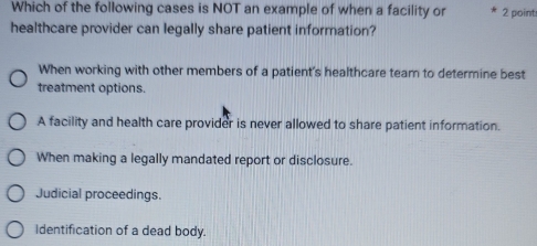 Solved: Which of the following cases is NOT an example of when a ...