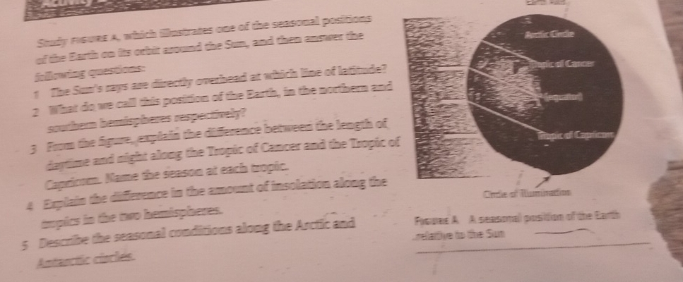 Gelöst:Study FSURE A, which ilustrates one of the seasonal positions of ...
