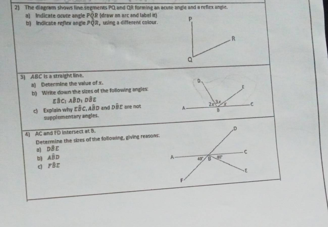 Solved: The diagram shows line segments PQ and QR forming an acute ...