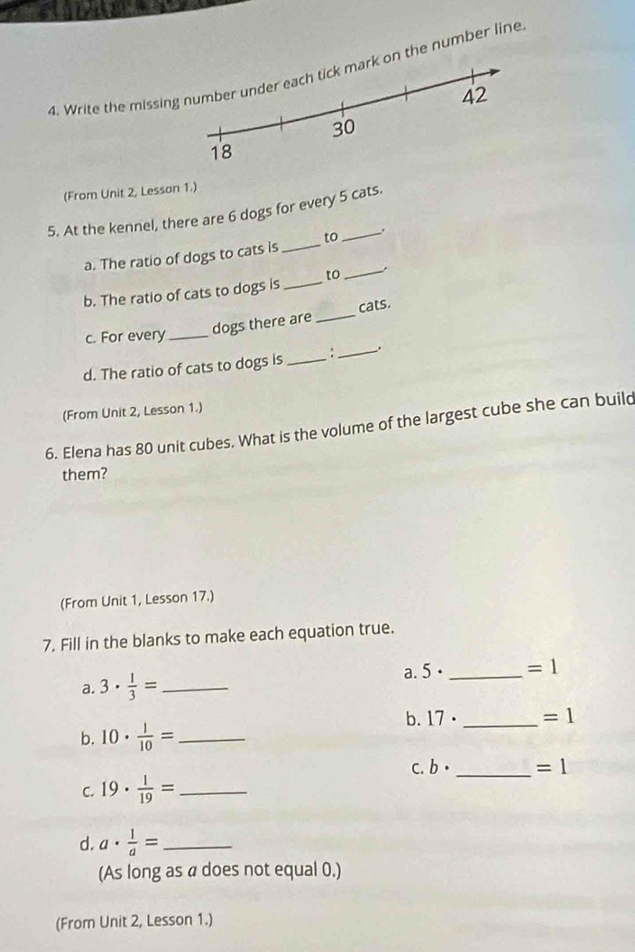 Solved: Write the missing number under each tick mark on the number ...