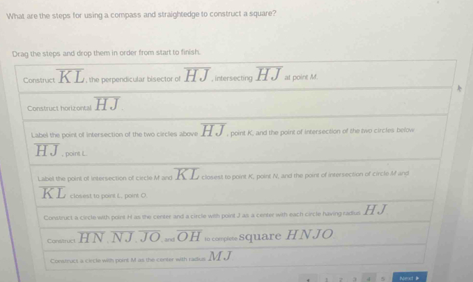 Solved: What are the steps for using a compass and straightedge to ...