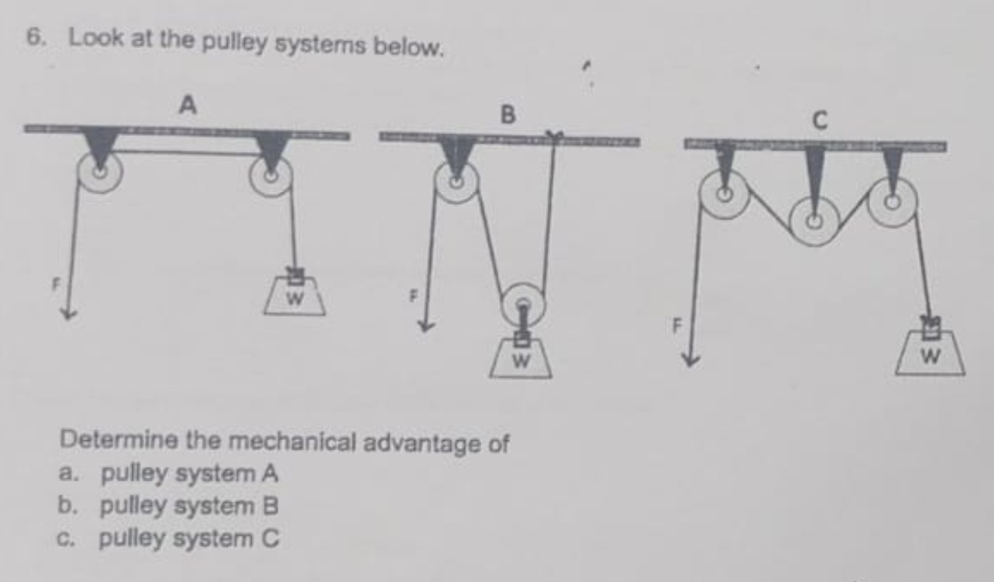 Telah dijawab:Look at the pulley systems below. Determine the ...