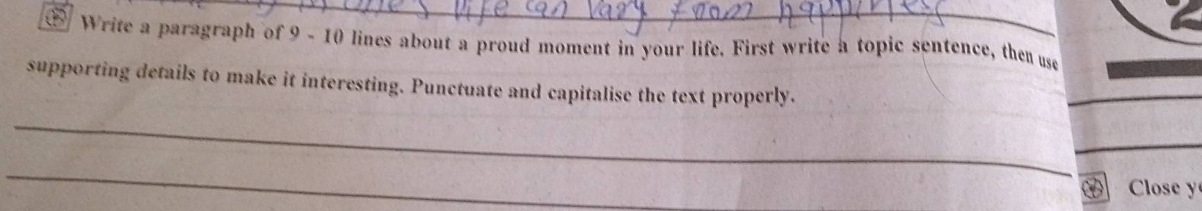 Solved: Write a paragraph of 9 - 10 lines about a proud moment in your ...