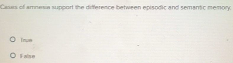 Solved: Cases of amnesia support the difference between episodic and ...
