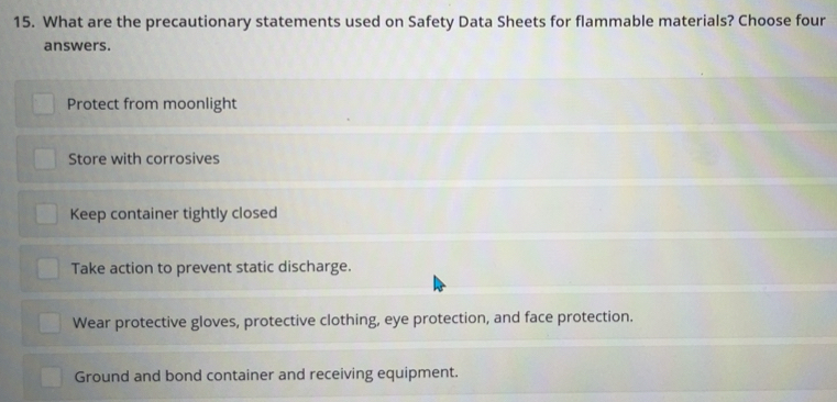 Solved: What are the precautionary statements used on Safety Data ...