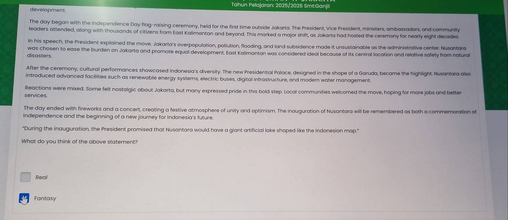 Telah dijawab:Tahun Pelajaran: 2025/2026 Smt:Ganjil development. The ...