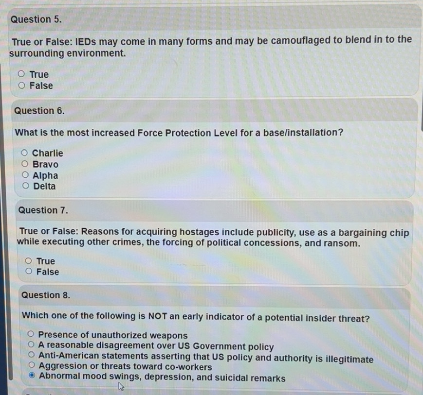Solved: True or False: IEDs may come in many forms and may be ...