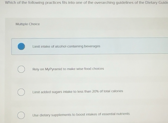 Solved: Which of the following practices fits into one of the ...