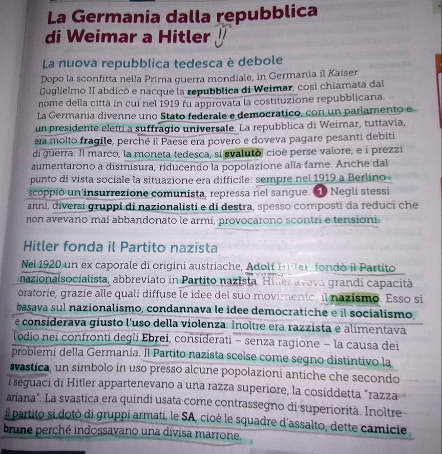 Risolto:La Germania dalla repubblica di Weimar a Hitler La nuova ...