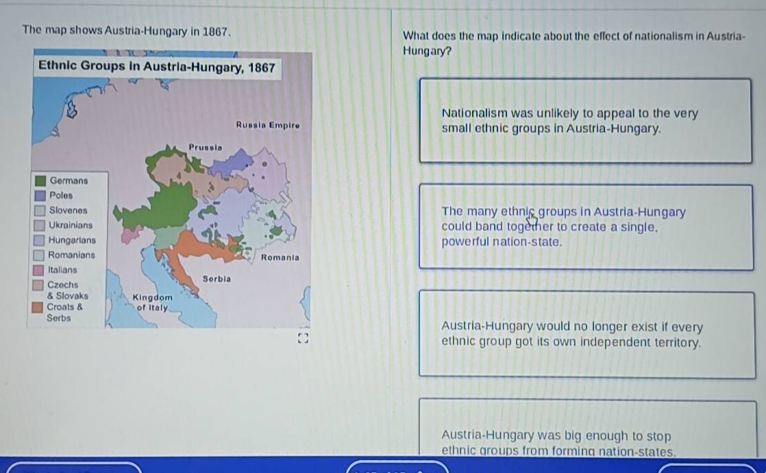 Gelöst:The map shows Austria-Hungary in 1867. What does the map ...