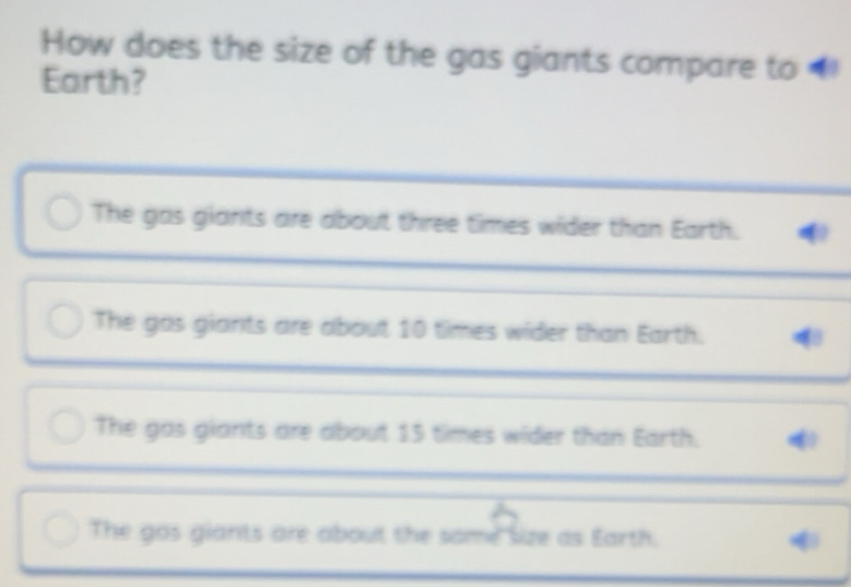 Solved: How does the size of the gas giants compare to Earth? The gas ...