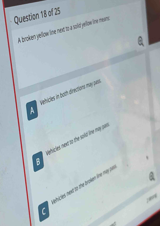 Solved: A broken yellow line next to a solid yellow line means ...