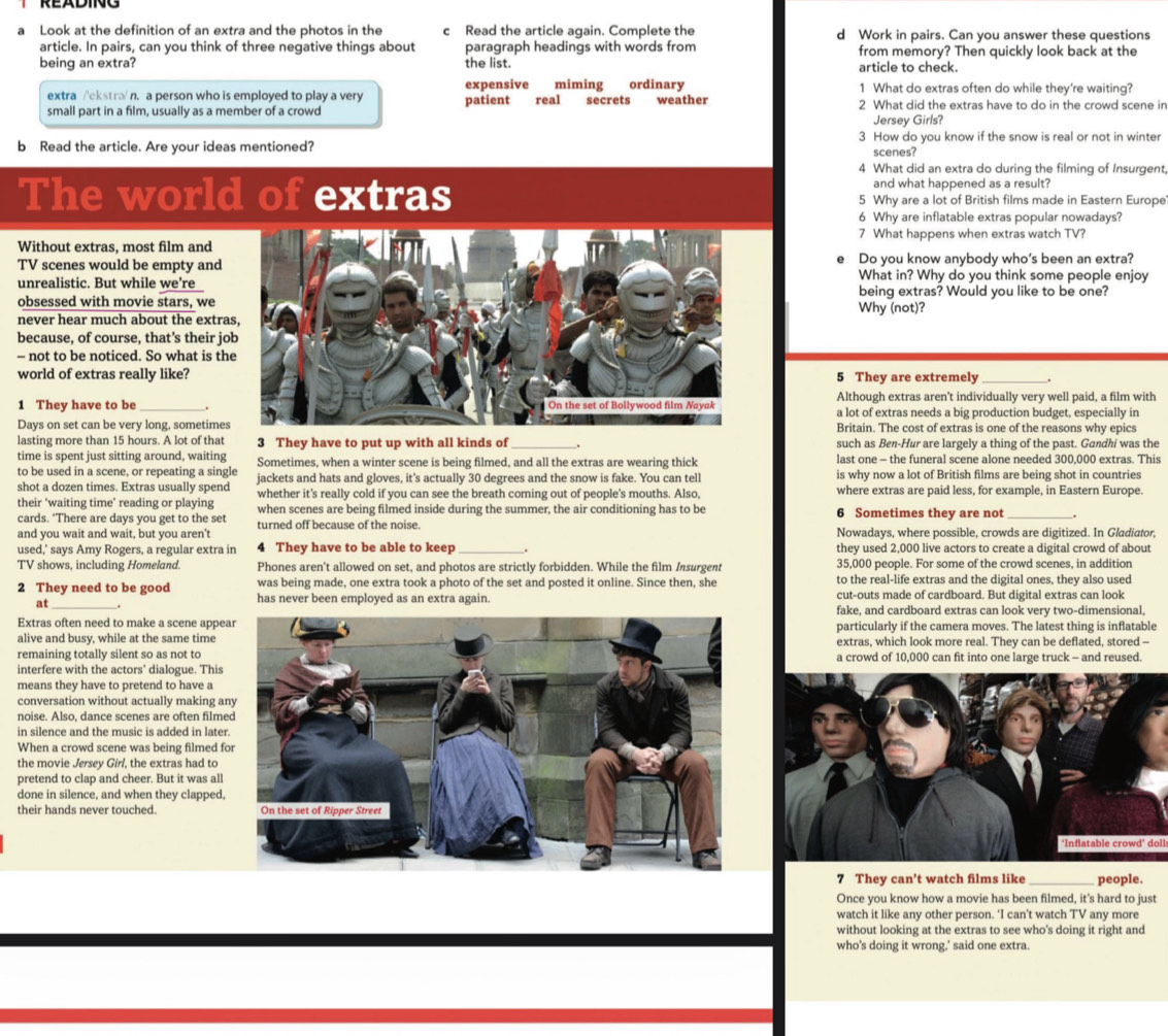 Gelöst:a Look at the definition of an extra and the photos in the c ...