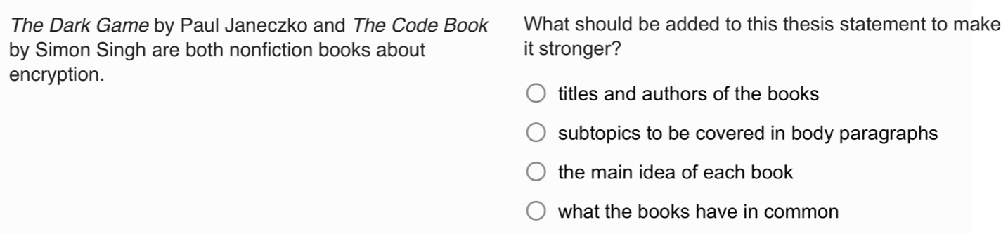 Solved: The Dark Game by Paul Janeczko and The Code Book What should be ...