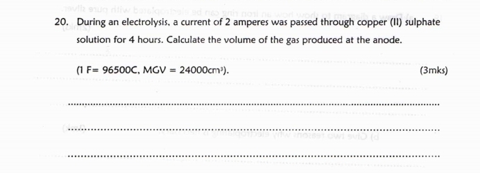 Solved: During an electrolysis, a current of 2 amperes was passed ...