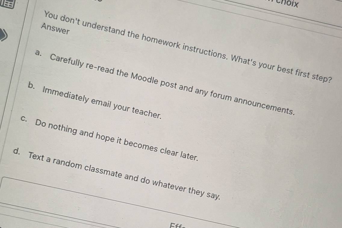 Résolu :Ychoix Answer You don't understand the homework instructions ...
