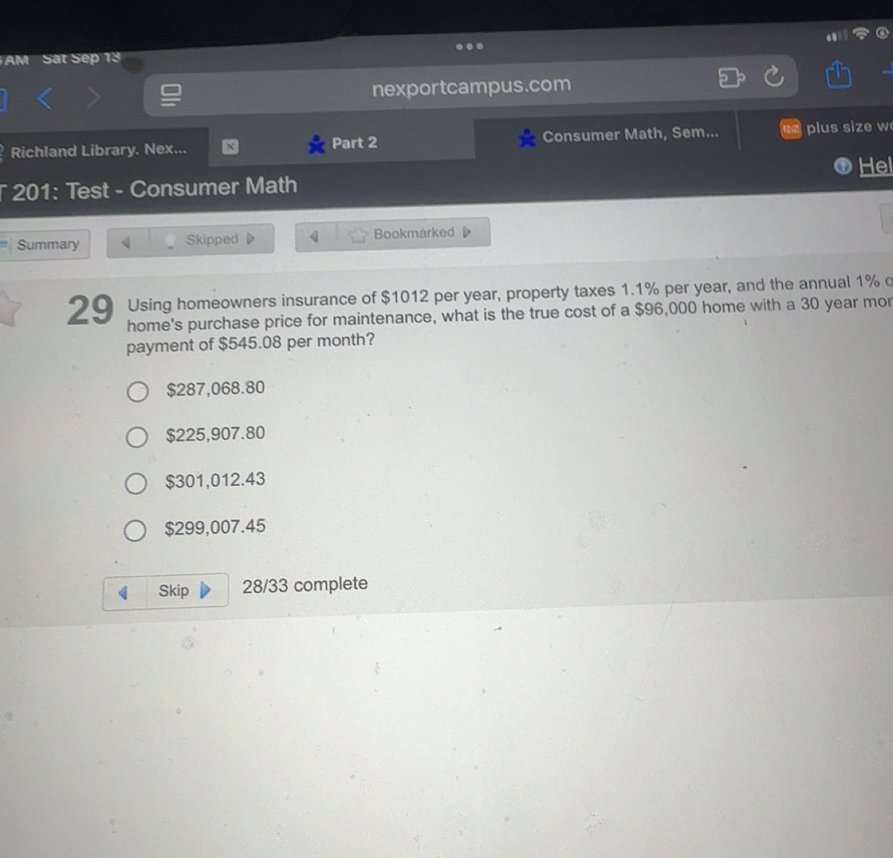 Solved: AM Sát Sep 13 nexportcampus.com Richland Library. Nex... Part 2 ...