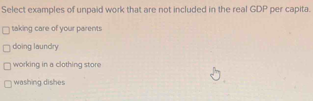 Solved: Select examples of unpaid work that are not included in the ...