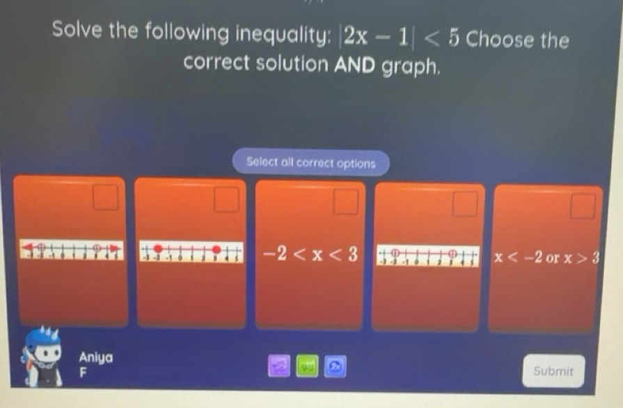 Solved: Solve the following inequality: |2x-1|