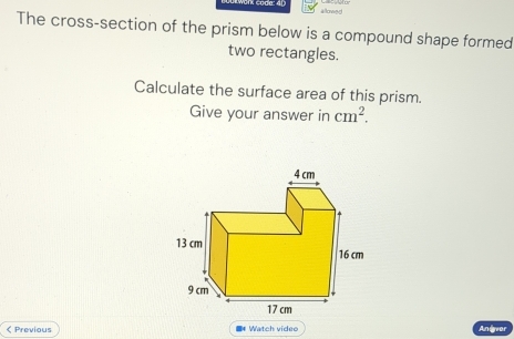 Solved: a/lowθ0 The cross-section of the prism below is a compound ...