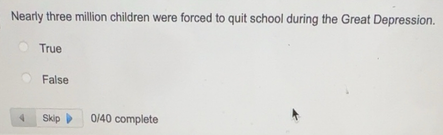 Solved: Nearly three million children were forced to quit school during ...