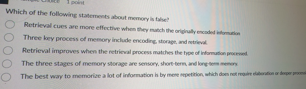 Solved: Sie Choice 1 point Which of the following statements about ...