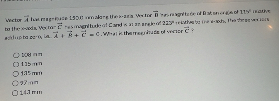 Solved: Vector vector A has magnitude 150.0 mm along the x-axis. Vector ...