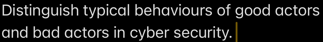 Solved: Distinguish typical behaviours of good actors and bad actors in ...