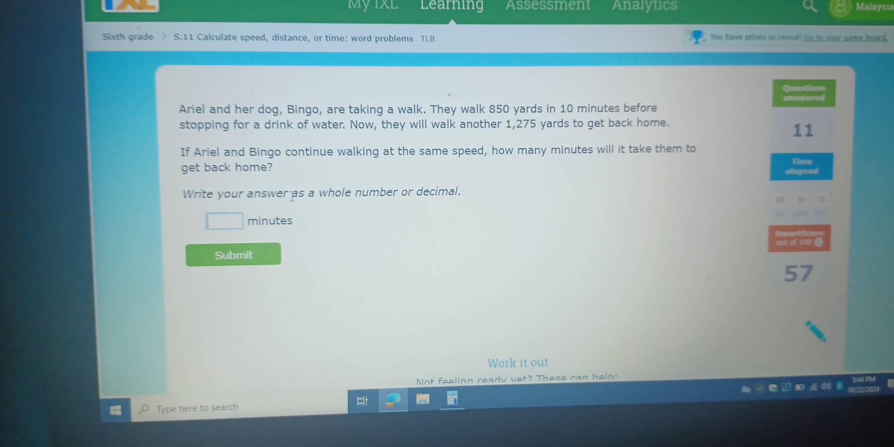 Solved: My1xL Learning Assessment Analytics Malaysia Sixth grade S.11 Calculate speed, distance ...