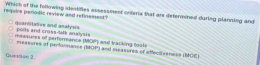 Solved: Which of the following identifies assessment criteria that are ...