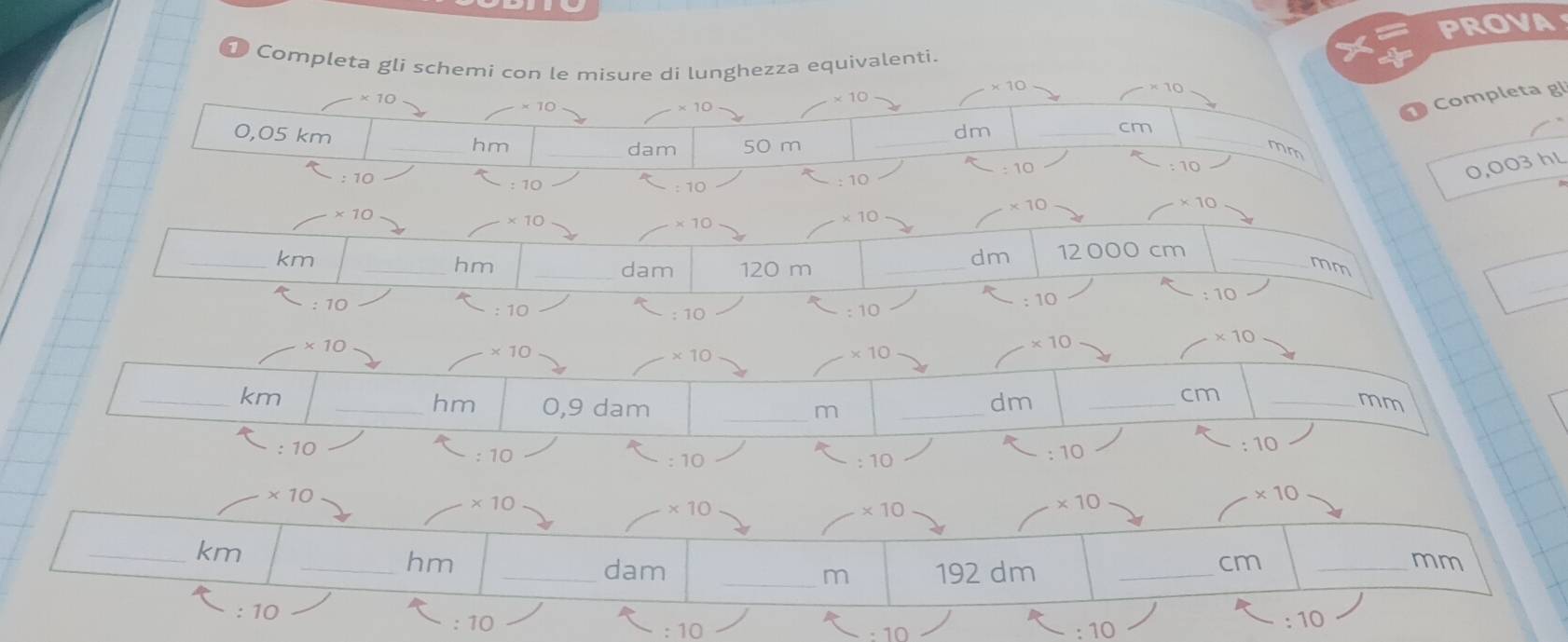 Risolto:PROVA O Completa gli schemi con le misure di lunghezza ...