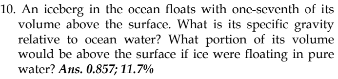 Solved: An iceberg in the ocean floats with one-seventh of its volume ...